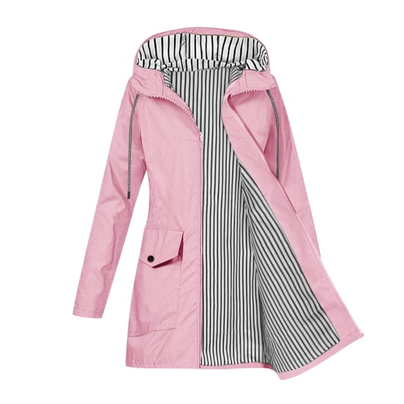 Dxzfnsa Womens Waterproof Rain Jackets Women's Lightweight Solid Color ...