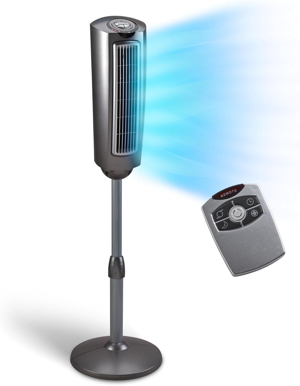 DyEtee Oscillating Pedestal Fan, Adjustable Height, 3 Quiet Speeds ...