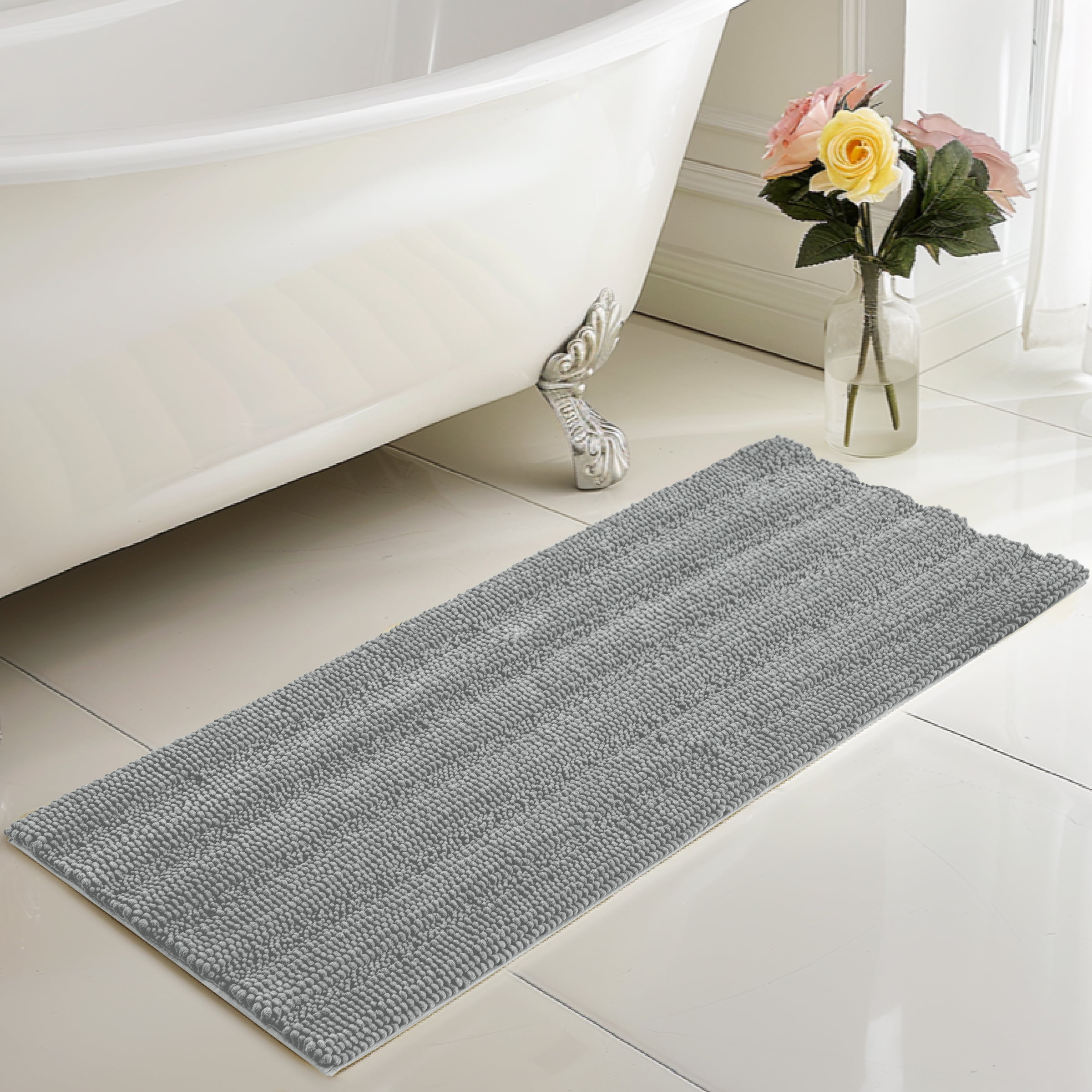 DyFun Chenille Non-Slip Bath Mat 24" x 60" Bathroom Rugs, Soft ...