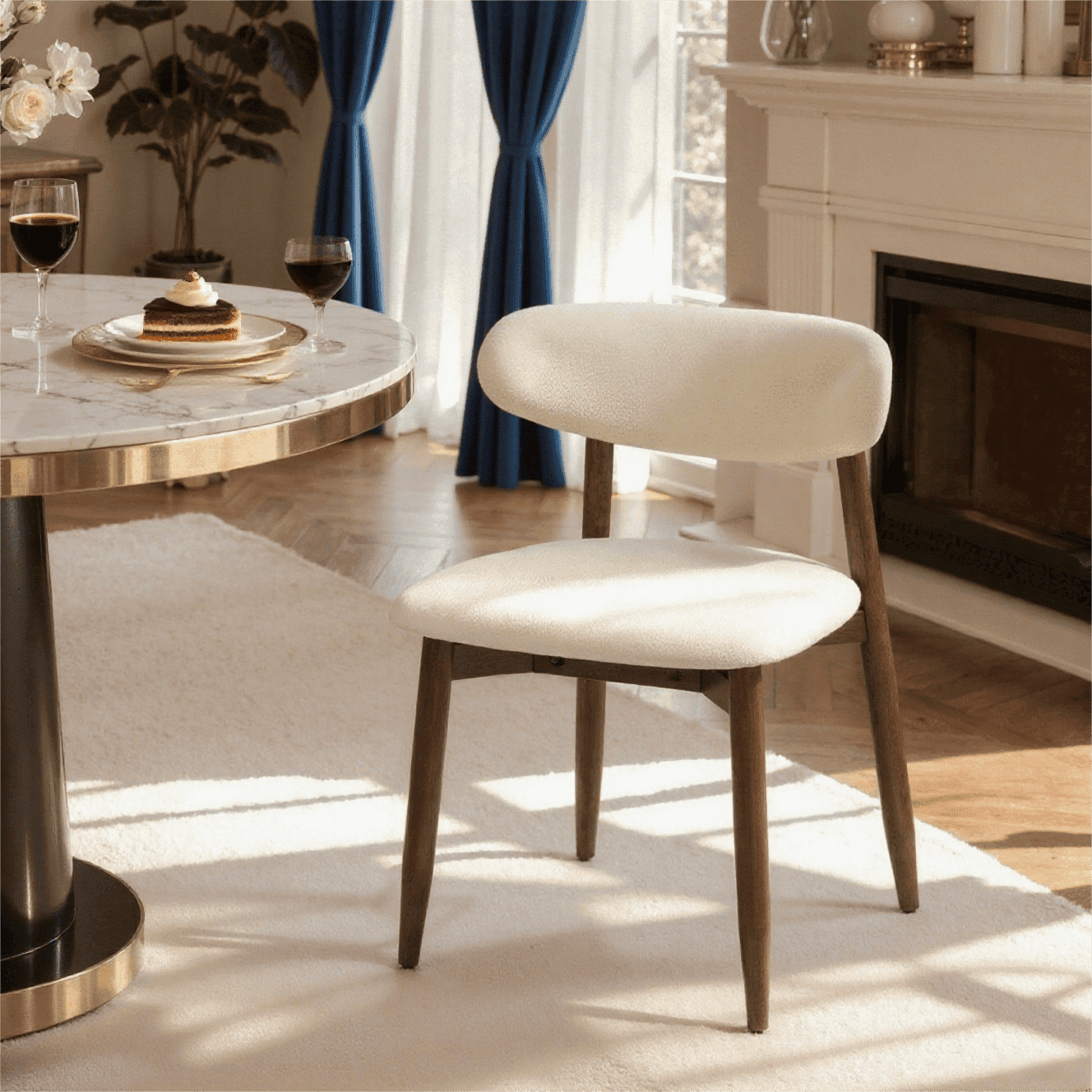 DyFun Dining Chair Set of 4, Upholstered Wooden Dining Chairs with ...