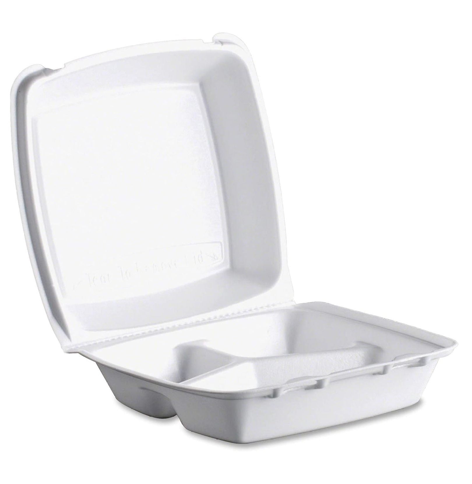 DyGTyX 85HT3R Foam Container, Hinged Lid, 3-Comp, 8 3/8 x 7 7/8 x 3 1/4 ...