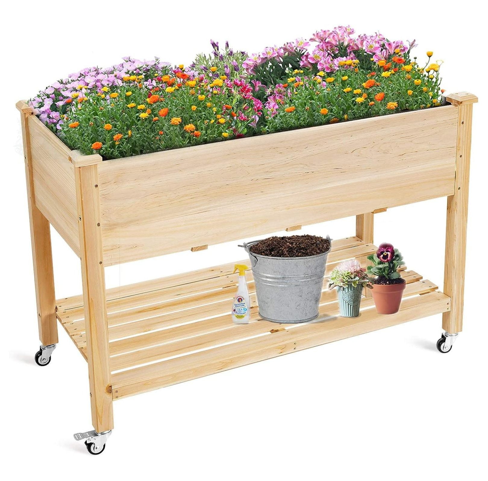 Dygtyx Raised Garden Bed With Wheels L X 24 W X 33 H Wooden