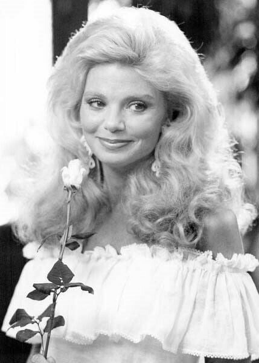 Dyan Cannon looks beautiful in white dress holding rose 5x7 inch photo ...