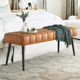 Artisan Furniture Solid Wood Upholstered Boucle Cream Bench Walmart