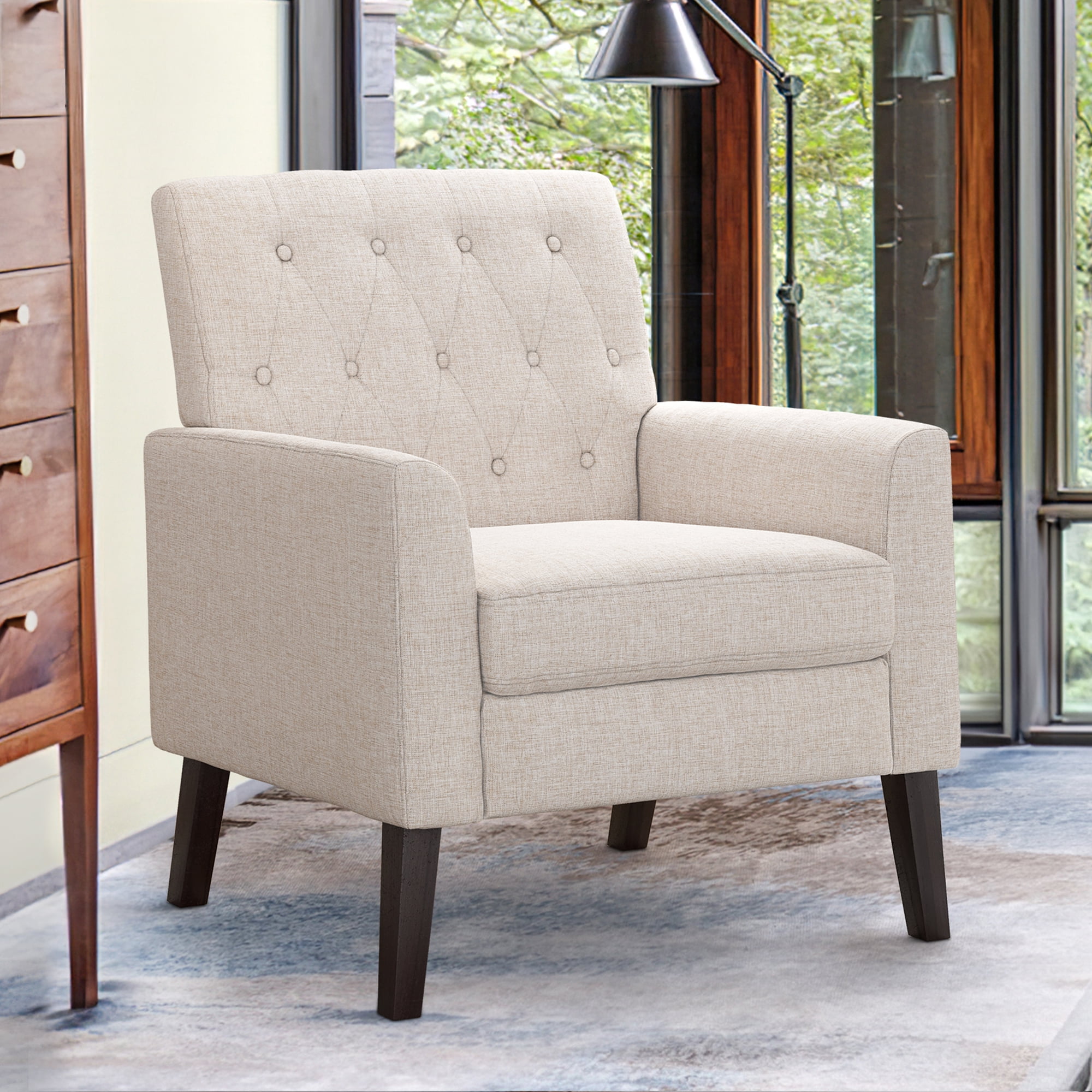 Dycanpo 18.5"H Linen Color Accent Chair Upholstered Modern Armchairs ...