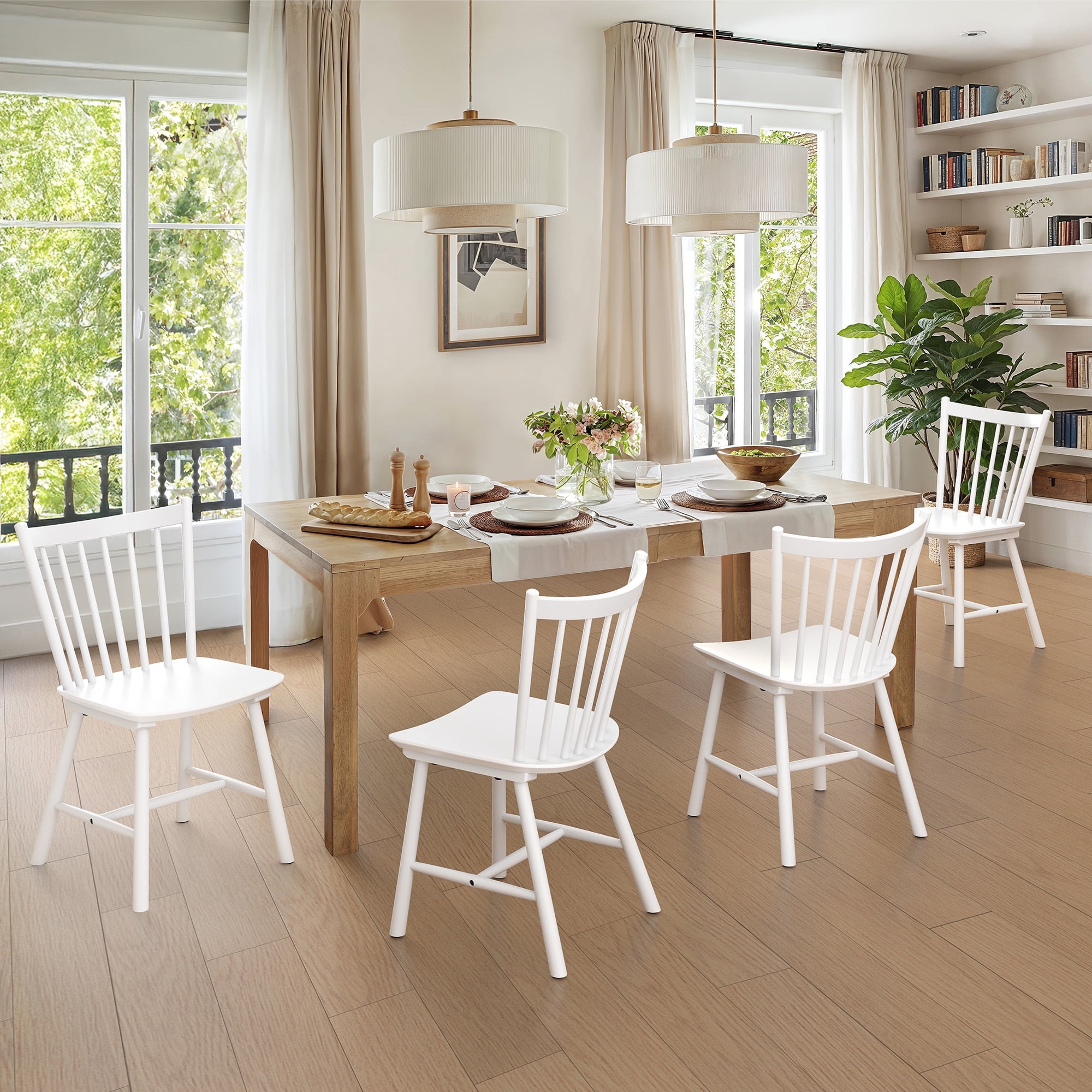 Dycanpo 18" Upgraded Dining Room Chairs Set of 4 ,Farmhouse Wooden ...