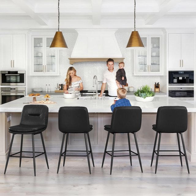 Dycanpo 24”H Bar Stools Set of 4, Double-Layer Upholstered, for Home ...