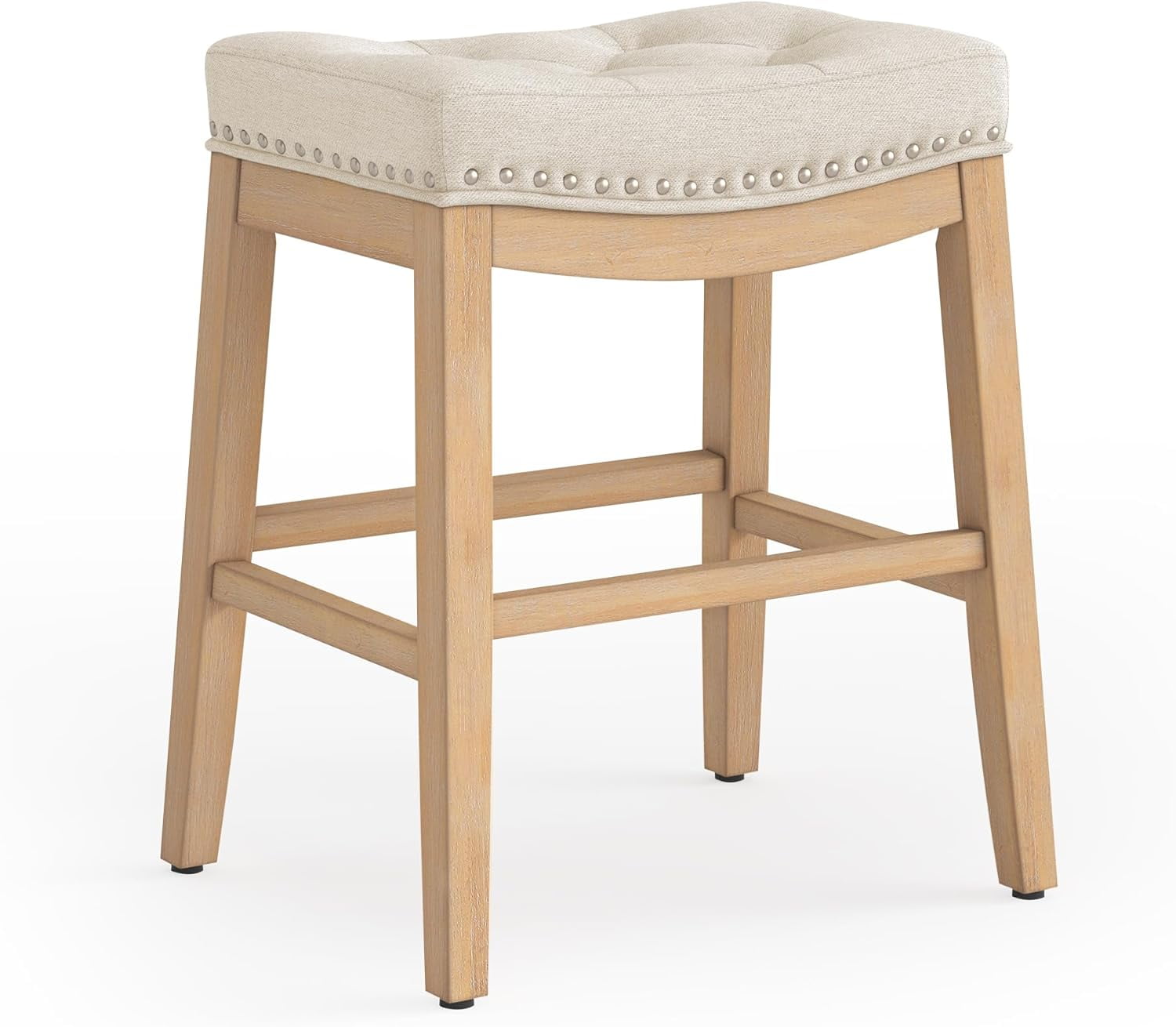 Dycanpo 24-Inch Backless Bar Stools, Wooden Legs and Saddle Barstools ...