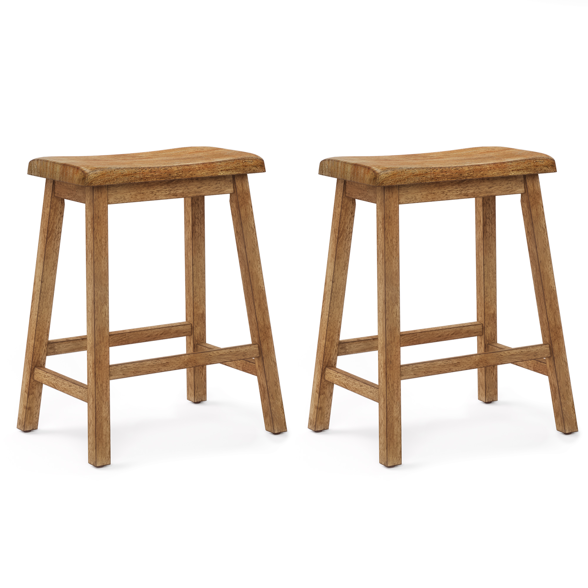 Better Homes & Gardens Springwood Barstool, Set of 2, Light Honey ...