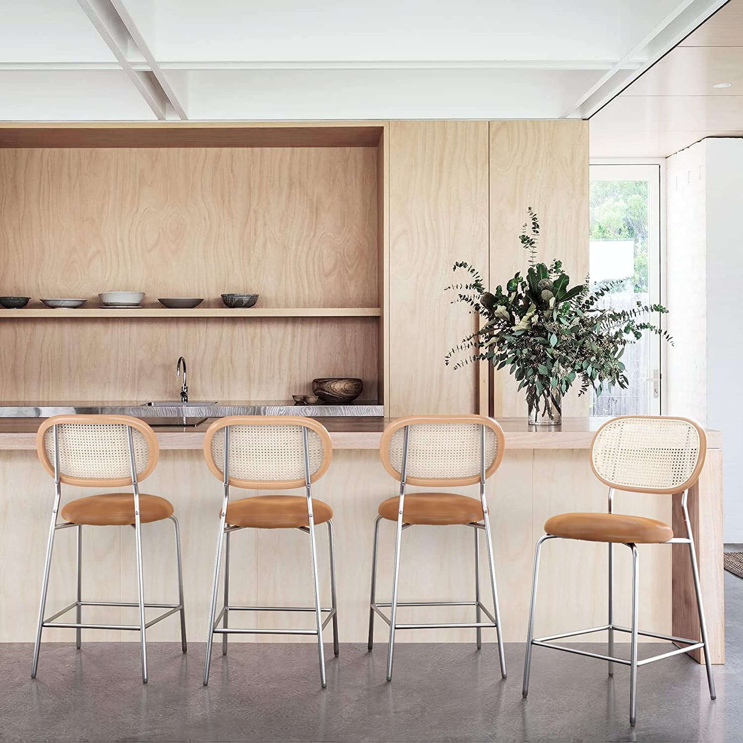 Metro Contemporary Adjustable Barstool in Antique with Brown Faux ...