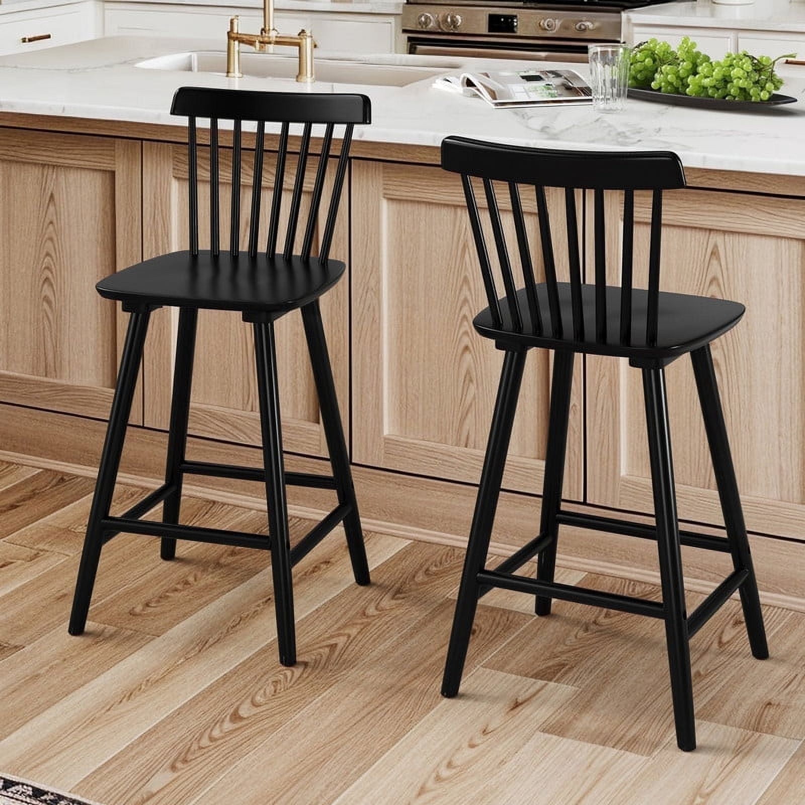 Dycanpo 24'' Wooden Windsor Counter Height Chairs Set of 2, Farmhouse ...