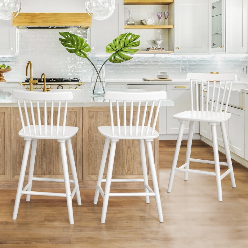 Dycanpo 24'' Wooden Windsor Counter Height Chairs Set of 3, Farmhouse ...