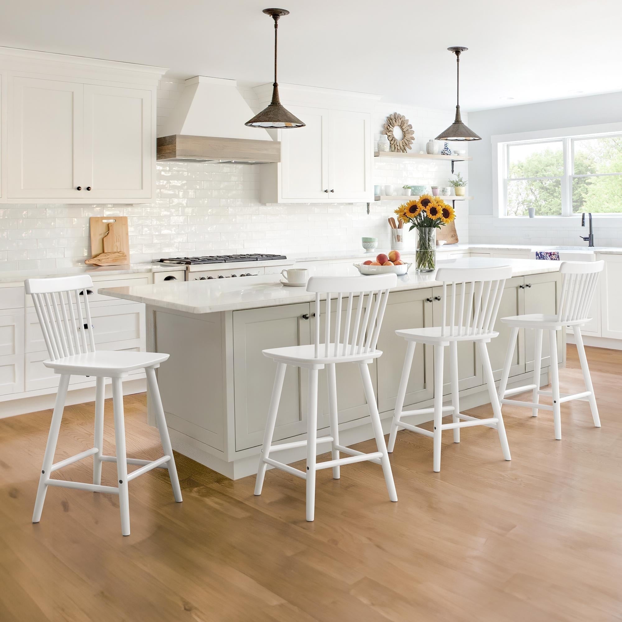 Dycanpo 24'' Windsor Wooden Counter Height Chairs Set of 4, Upgraded ...