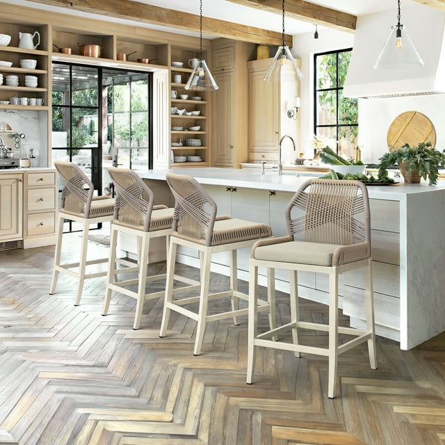 Dycanpo 26.5''H Counter Height Bar Stools Set of 4, Boho-Style Rattan ...