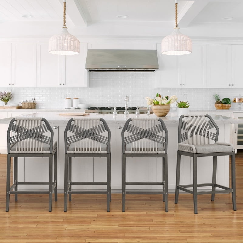 Dycanpo 26.5''H Counter Height Bar Stools Set of 4, Boho-Style Rattan ...