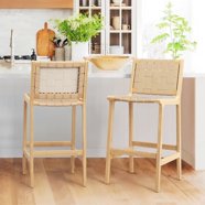 GDF Studio Oneida Furniture: Rustic Fabric Upholstered Wood & Cane ...