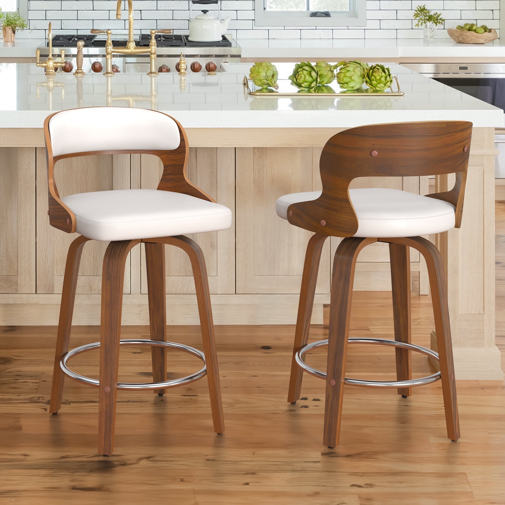 Powell Pennfield White Counter Stool - Set of 2 - Walmart.com