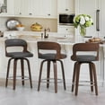 Dycanpo 26” Modern Wooden Bar Stools, Swivel Leather Chair Set of 3 for ...