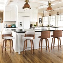 ZAFLY Bar Stools Set of 4, 360° Swivel Barstools with Backrests, Bar Height Counter Stools ...