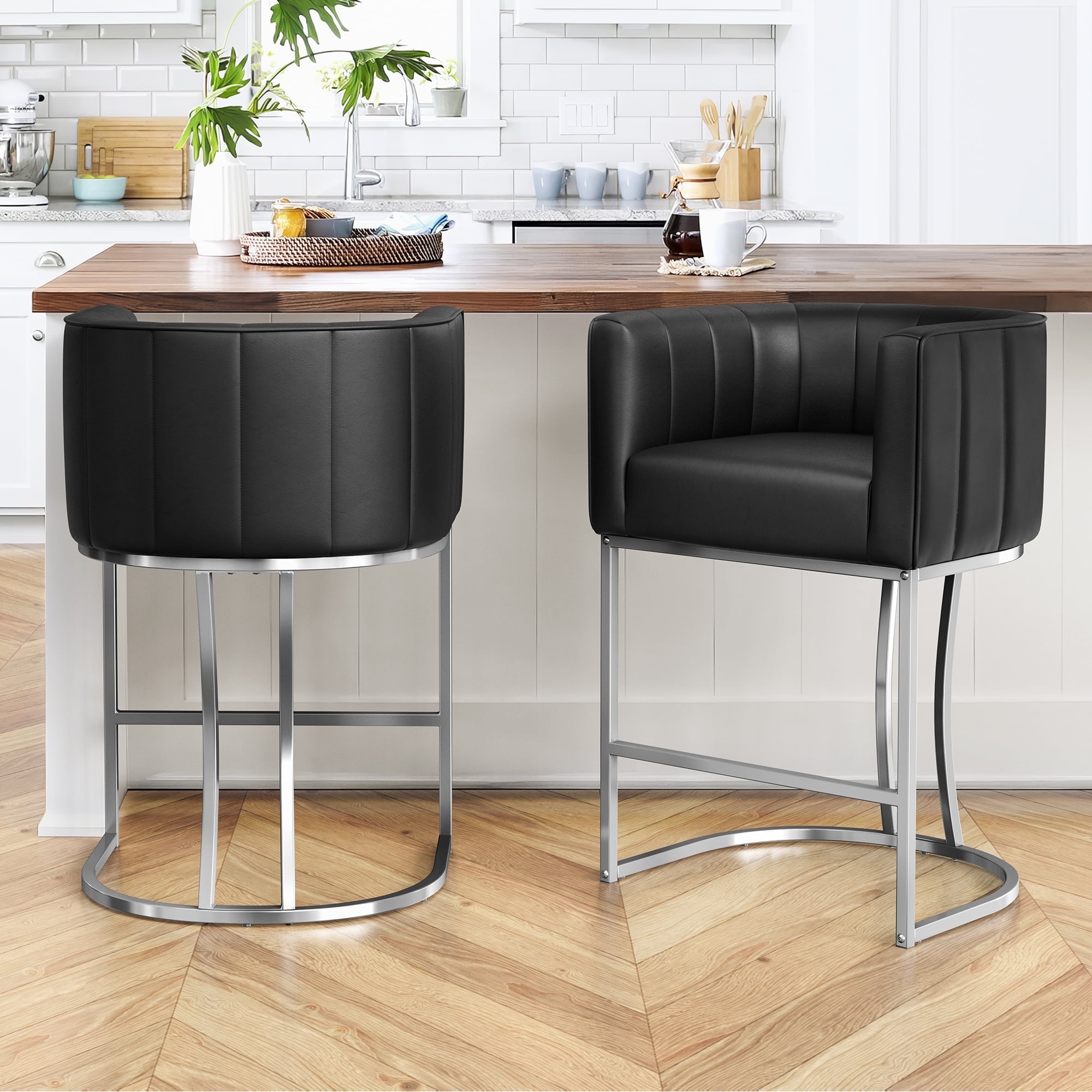 Dycanpo 26'' Counter Height Bar Stools Set of 2 with Backrest and Arms ...