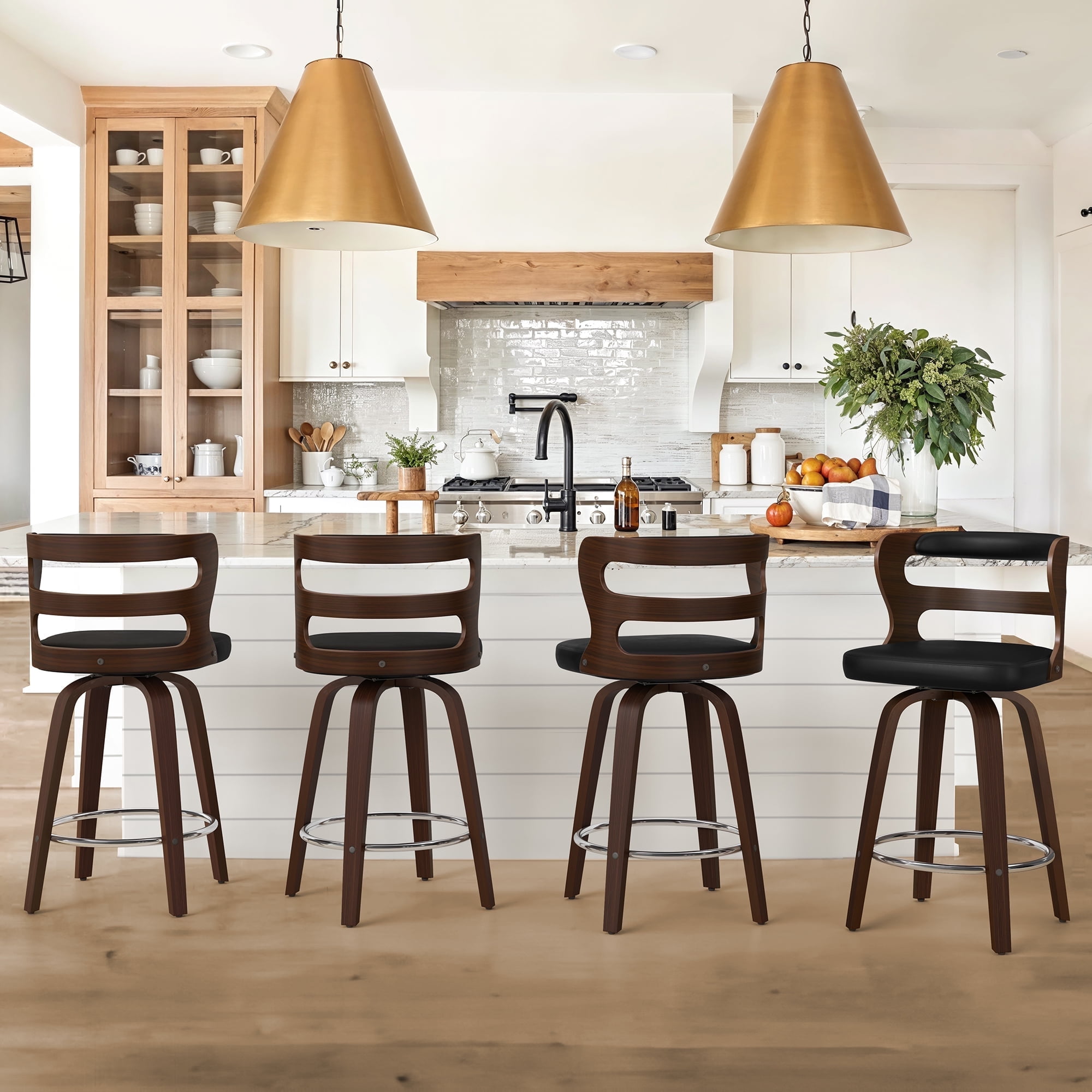 Dycanpo 26" Counter Height Bar Stools Set of 4, Swivel Counter Stools ...