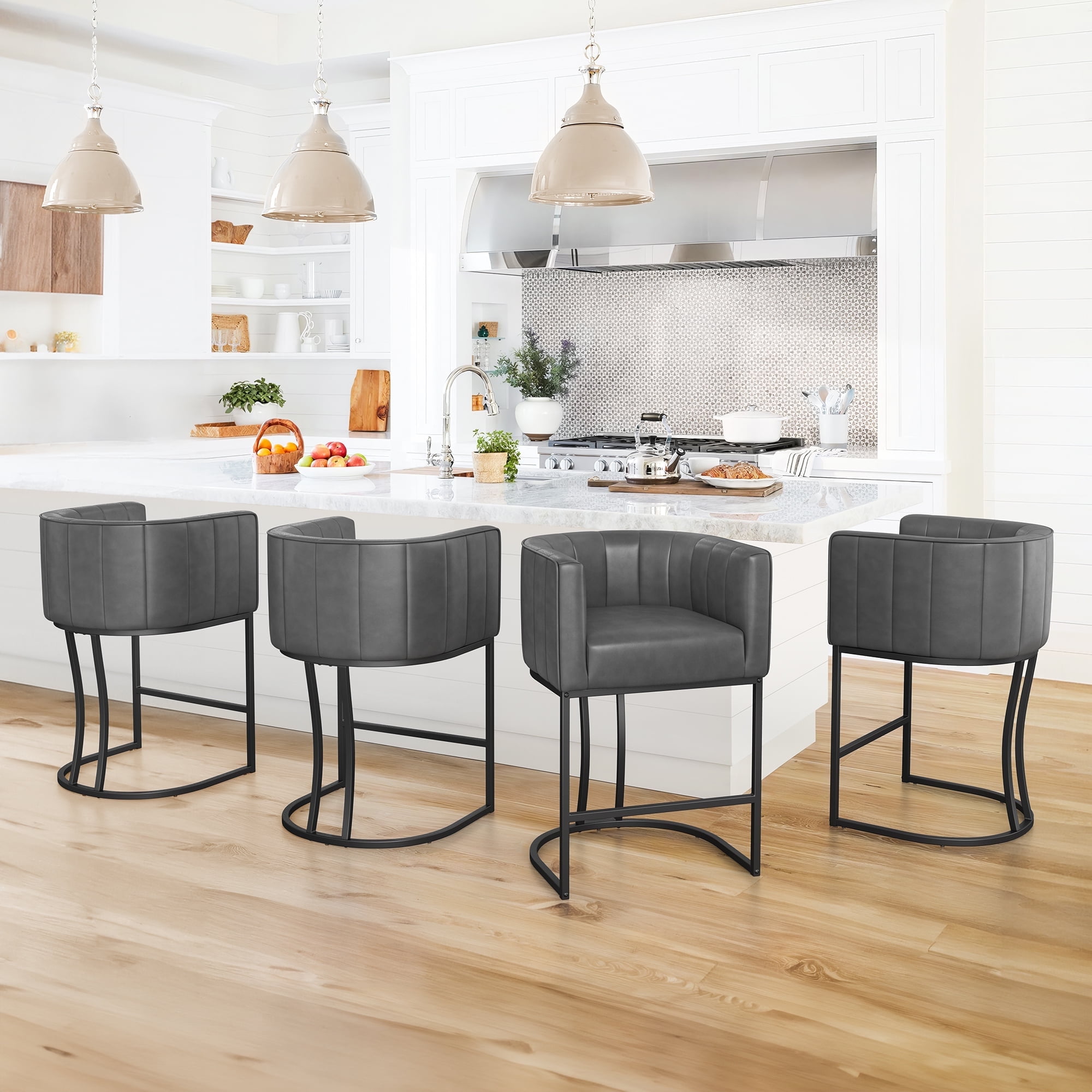 Dycanpo 26'' Counter Height Bar Stools Set of 4 with Backrest and Arms ...