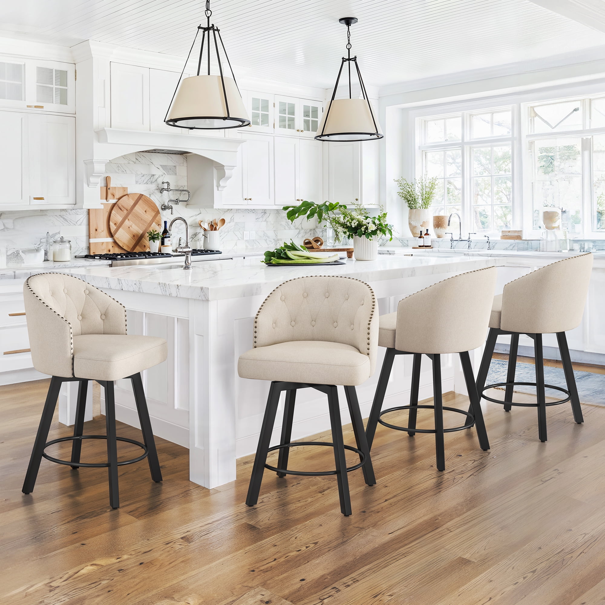 Dycanpo 26''H Swivel Counter Height Bar Stools Set of 4 with Backs ...