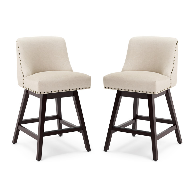 Dycanpo 26''H Swivel Counter Stools Set of 2 with Back Linen Fabric for ...