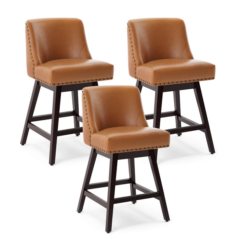 Dycanpo 26''H Swivel Counter Stools Set of 3 with Back Faux Leather for ...