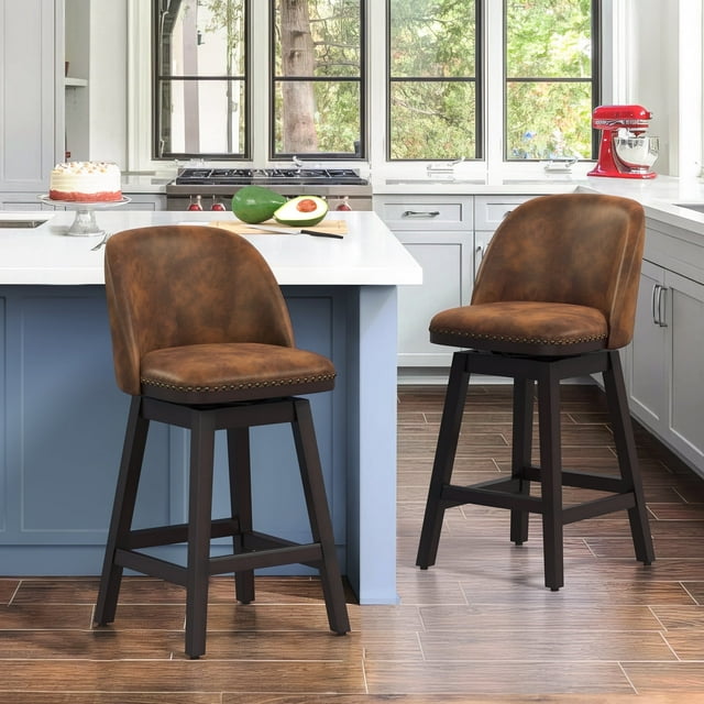 Dycanpo Swivel Bar Stools Set of 2, 26" Counter Stools with Back ...