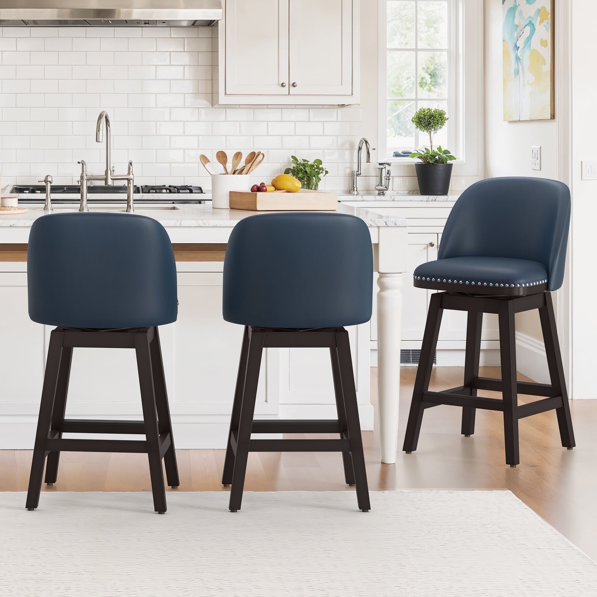 Dycanpo 26'' Swivel Bar Stools Set of 3, Counter Stools with Back ...