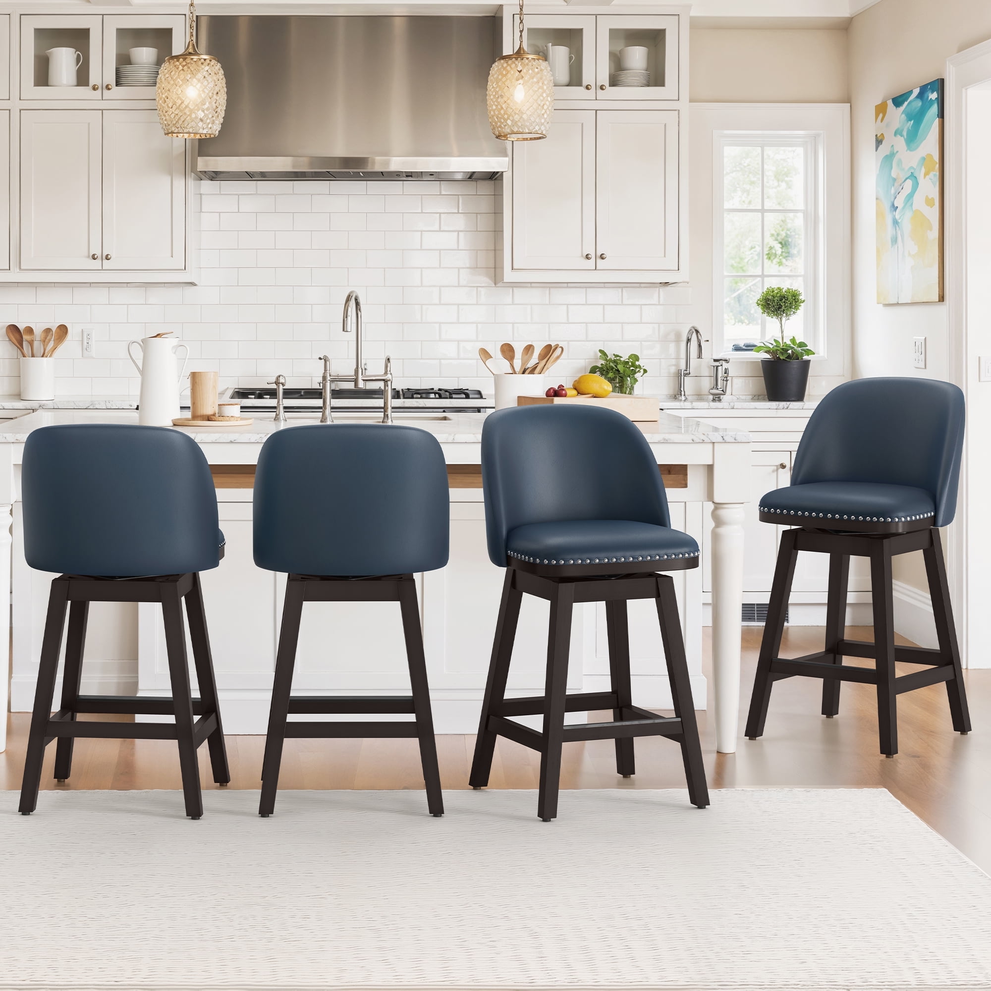 Dycanpo 26'' Swivel Bar Stools Set of 4, Counter Stools with Back ...