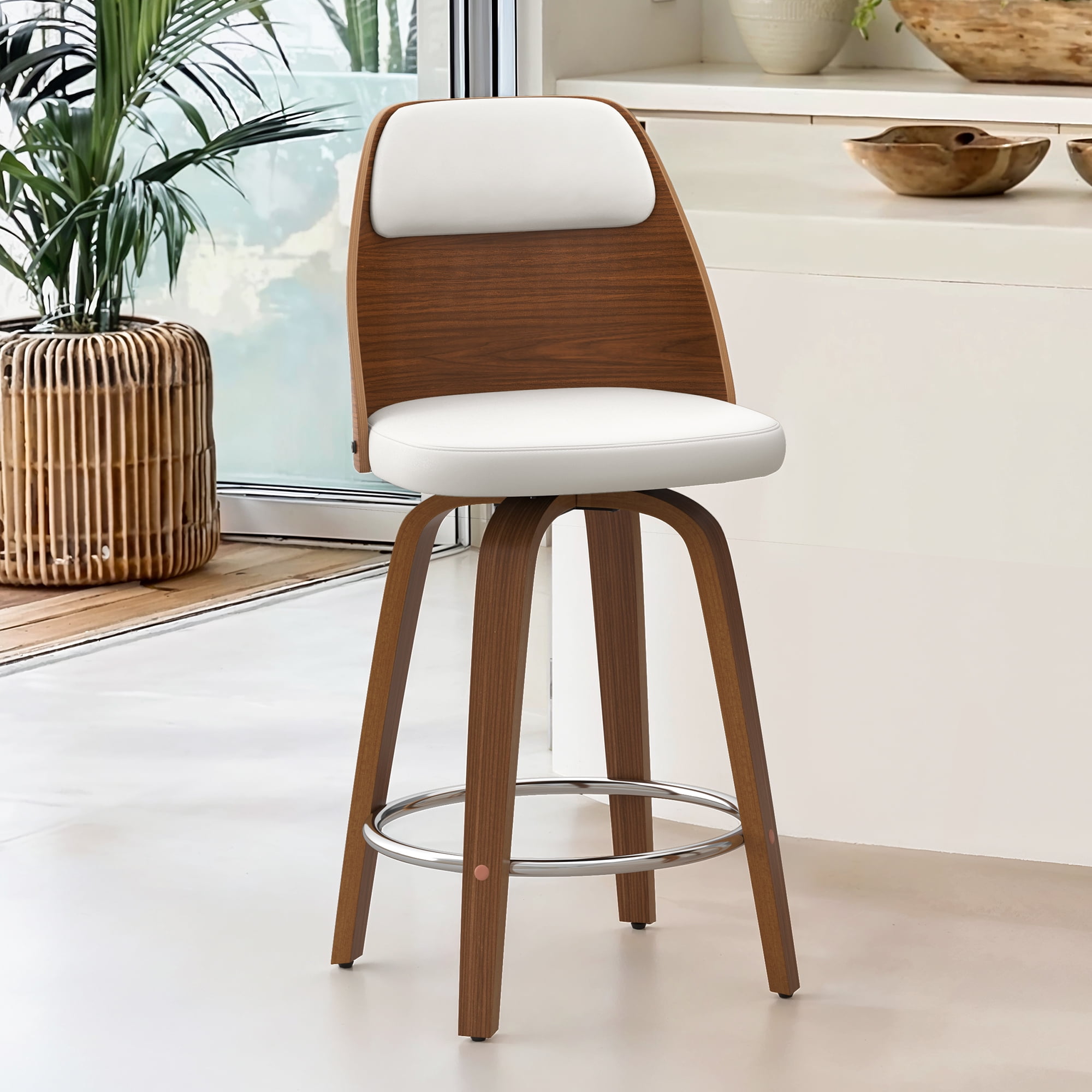 Dycanpo 26'' Swivel Counter Height Bar Stool with Backs, Wooden for ...
