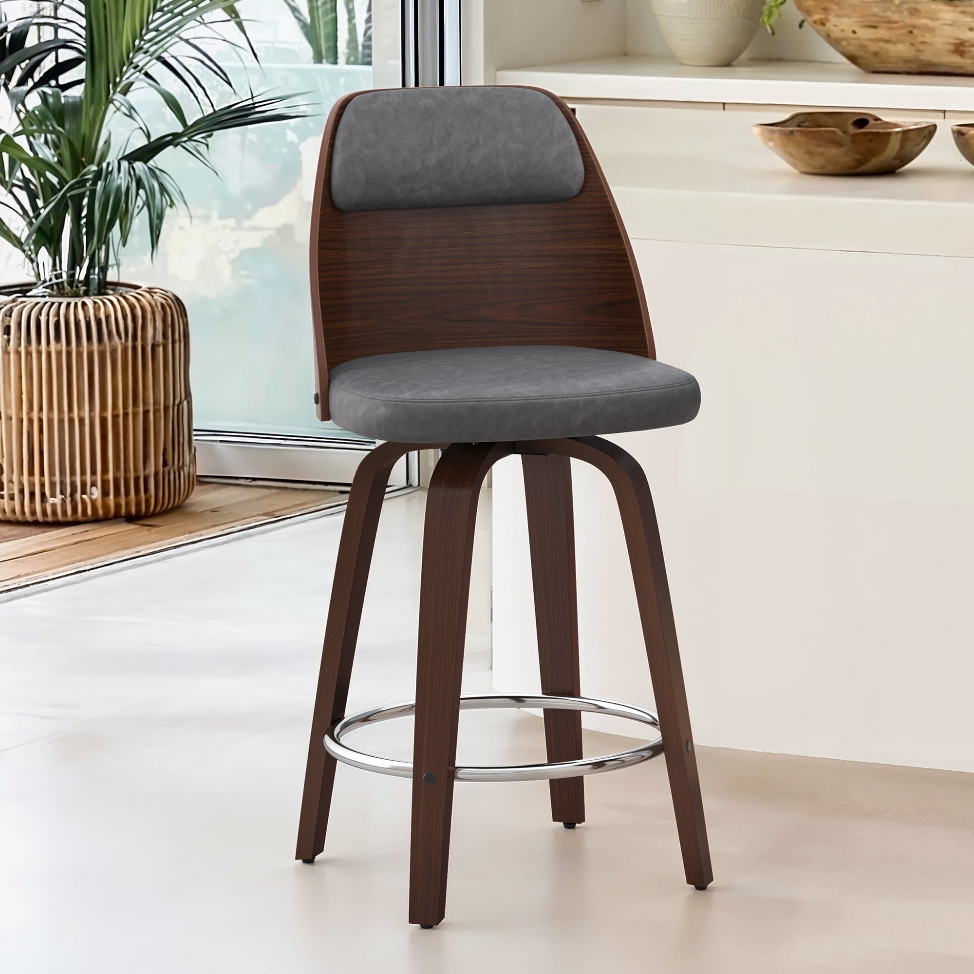 Dycanpo 26'' Swivel Counter Height Bar Stool with Backs, Wooden for ...