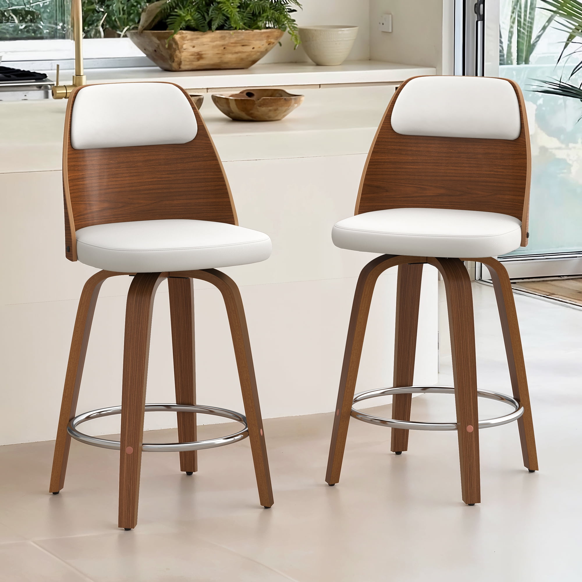 Dycanpo 26'' Swivel Counter Height Bar Stools Set of 2 with Backs ...