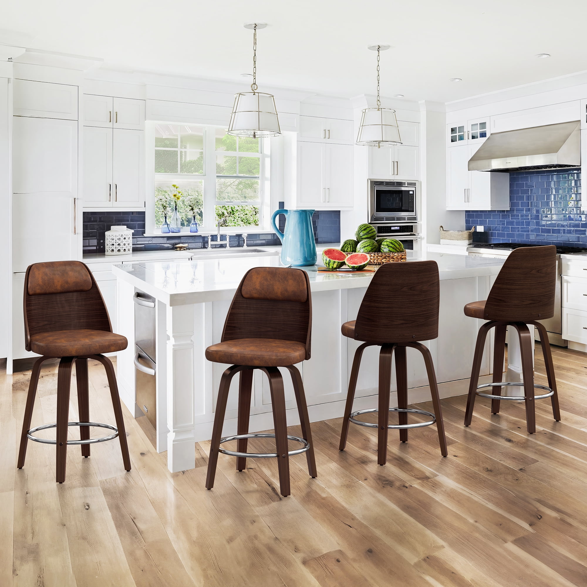 Dycanpo 26'' Swivel Counter Height Bar Stools Set of 4 with Backs ...