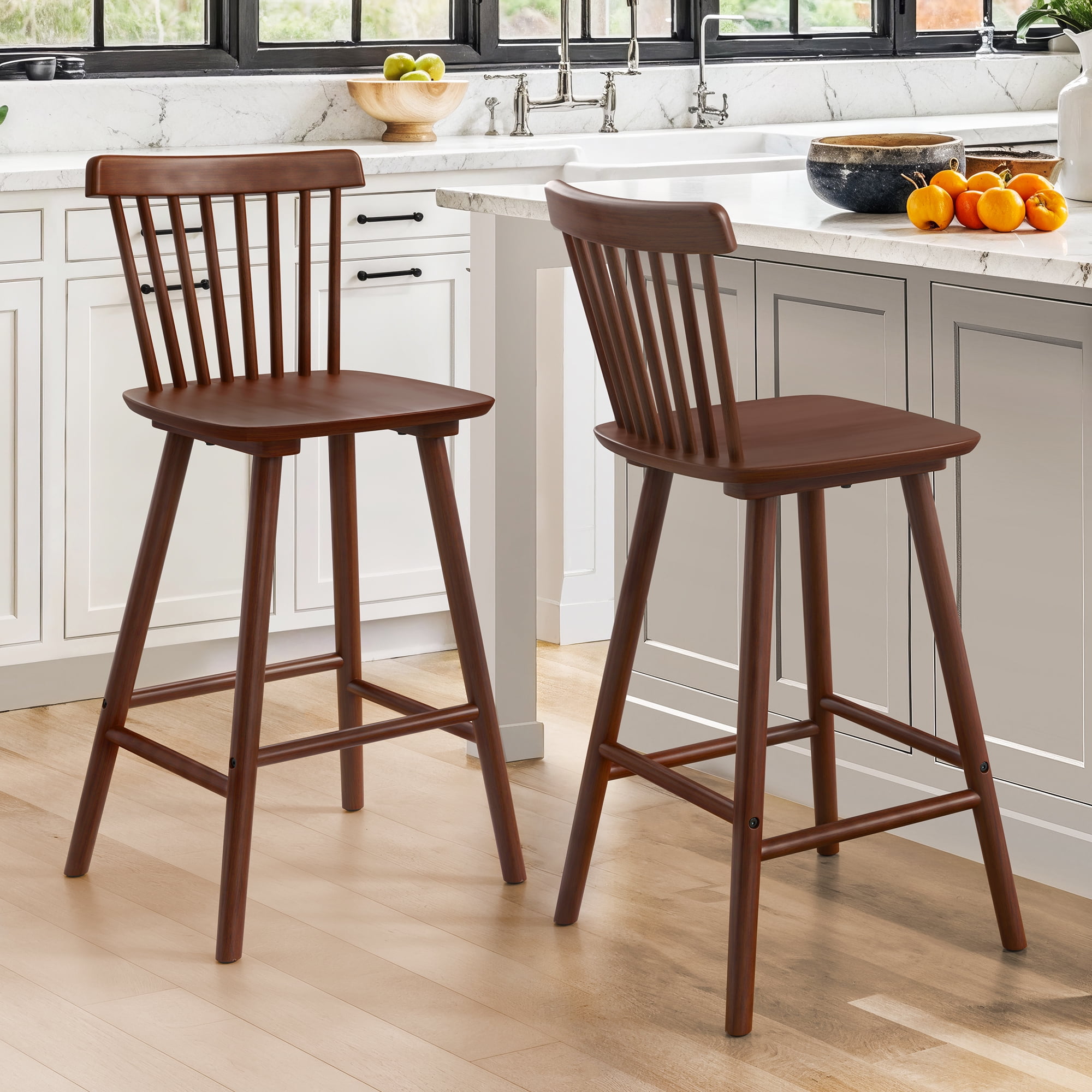 Dycanpo 26'' Wooden Windsor Counter Height Chairs Set of 2, Farmhouse ...