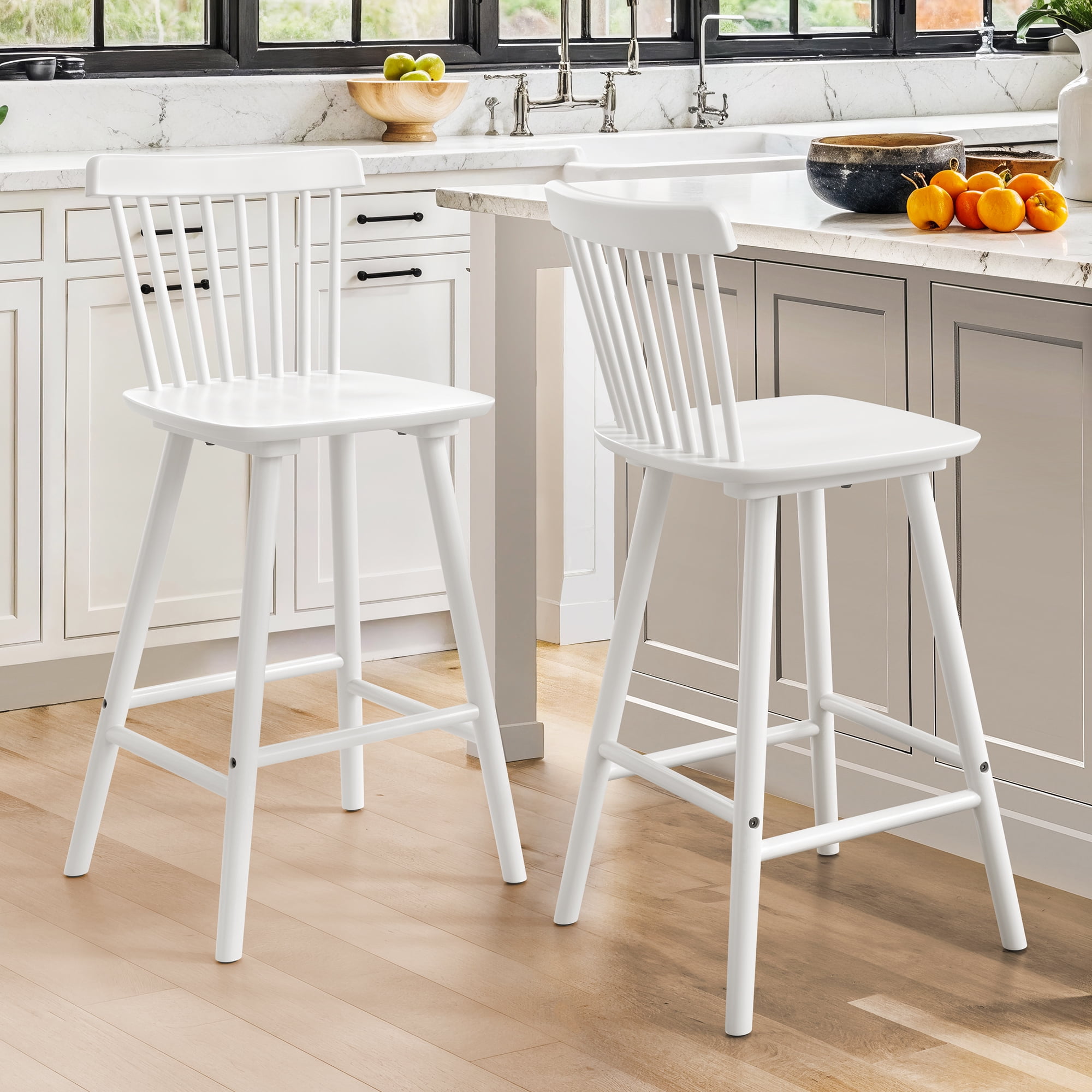 Dycanpo 26'' Wooden Windsor Counter Height Chairs Set of 2, Farmhouse ...