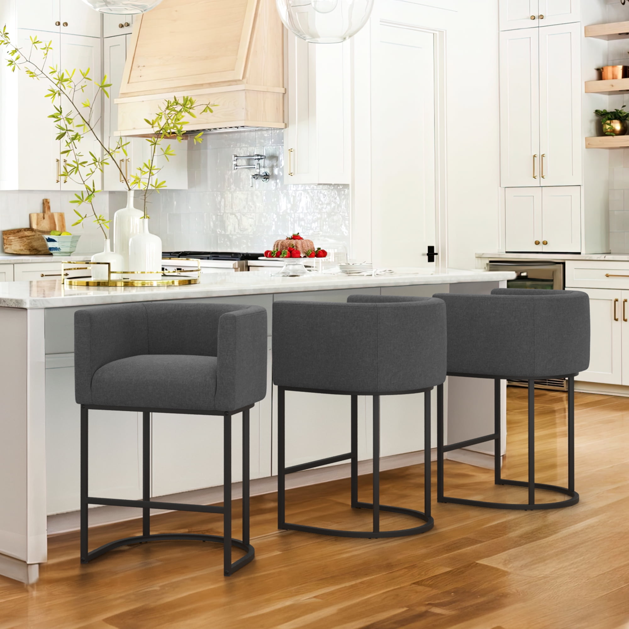 Dycanpo 27" H Modern Bar Stools Set of 3 with Back and Arms, for Home ...