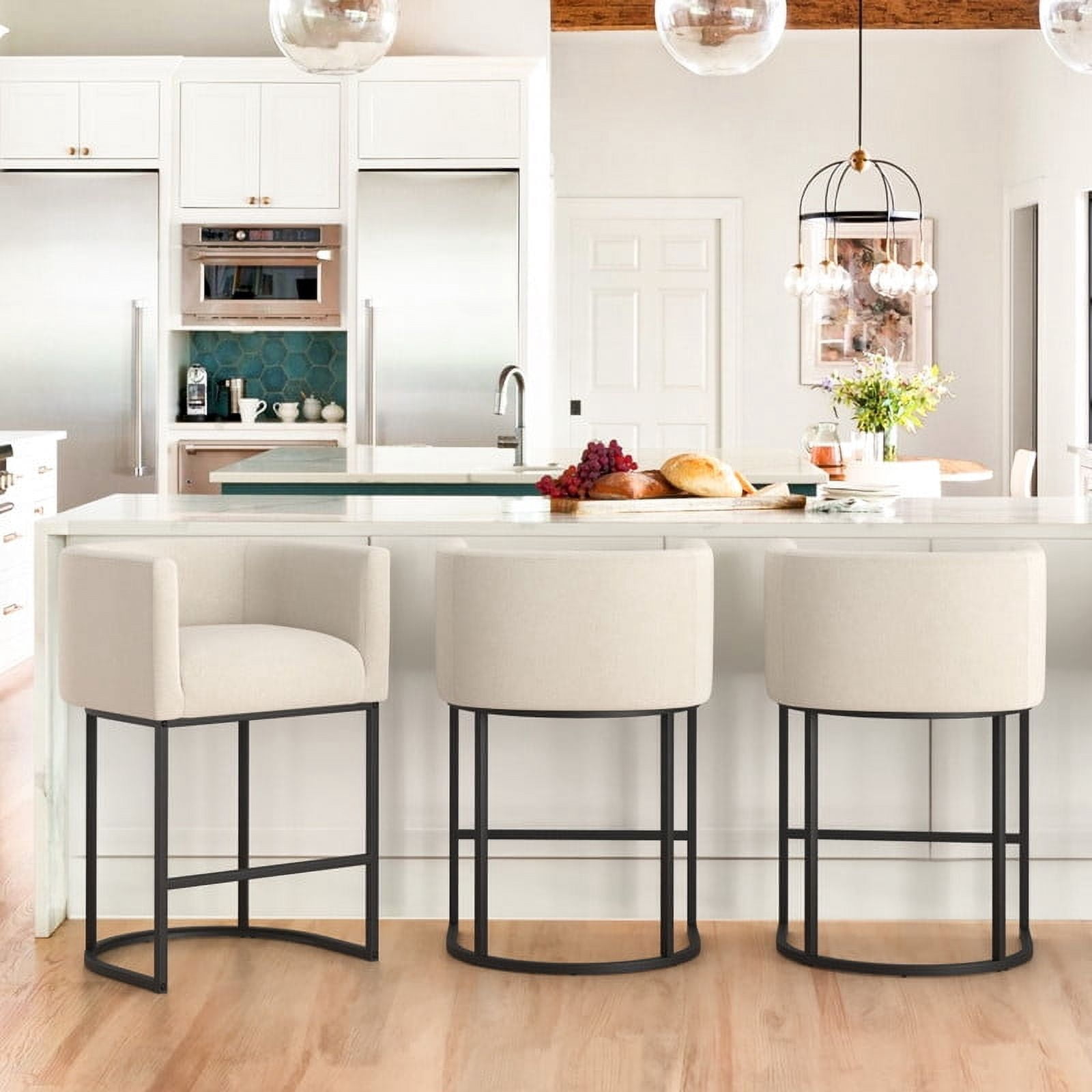 Dycanpo 27" H Modern Bar Stools Set of 3 with Back and Arms, for Home ...