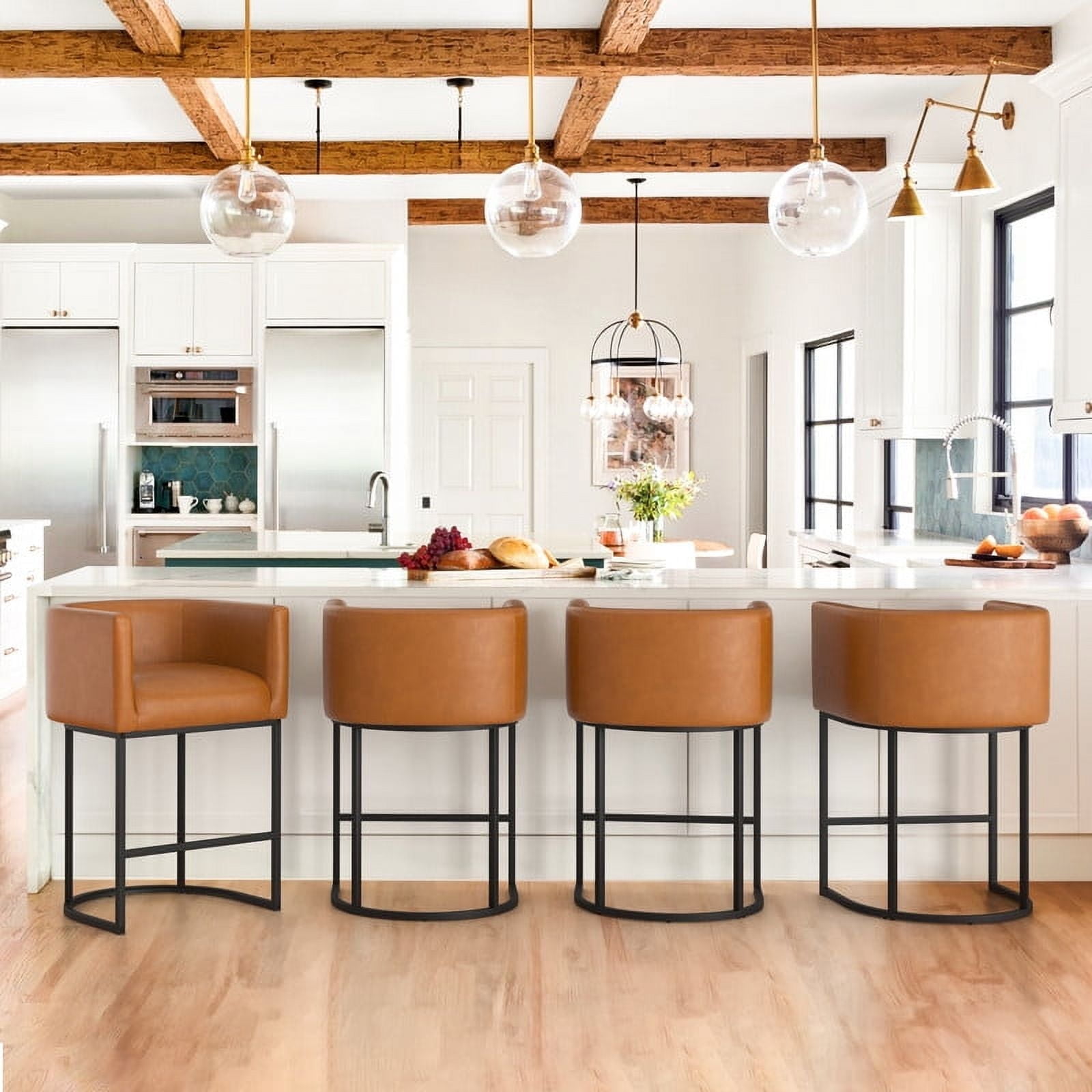 Dycanpo 27" H Modern Bar Stools Set of 4 with Back and Arms, for Home ...