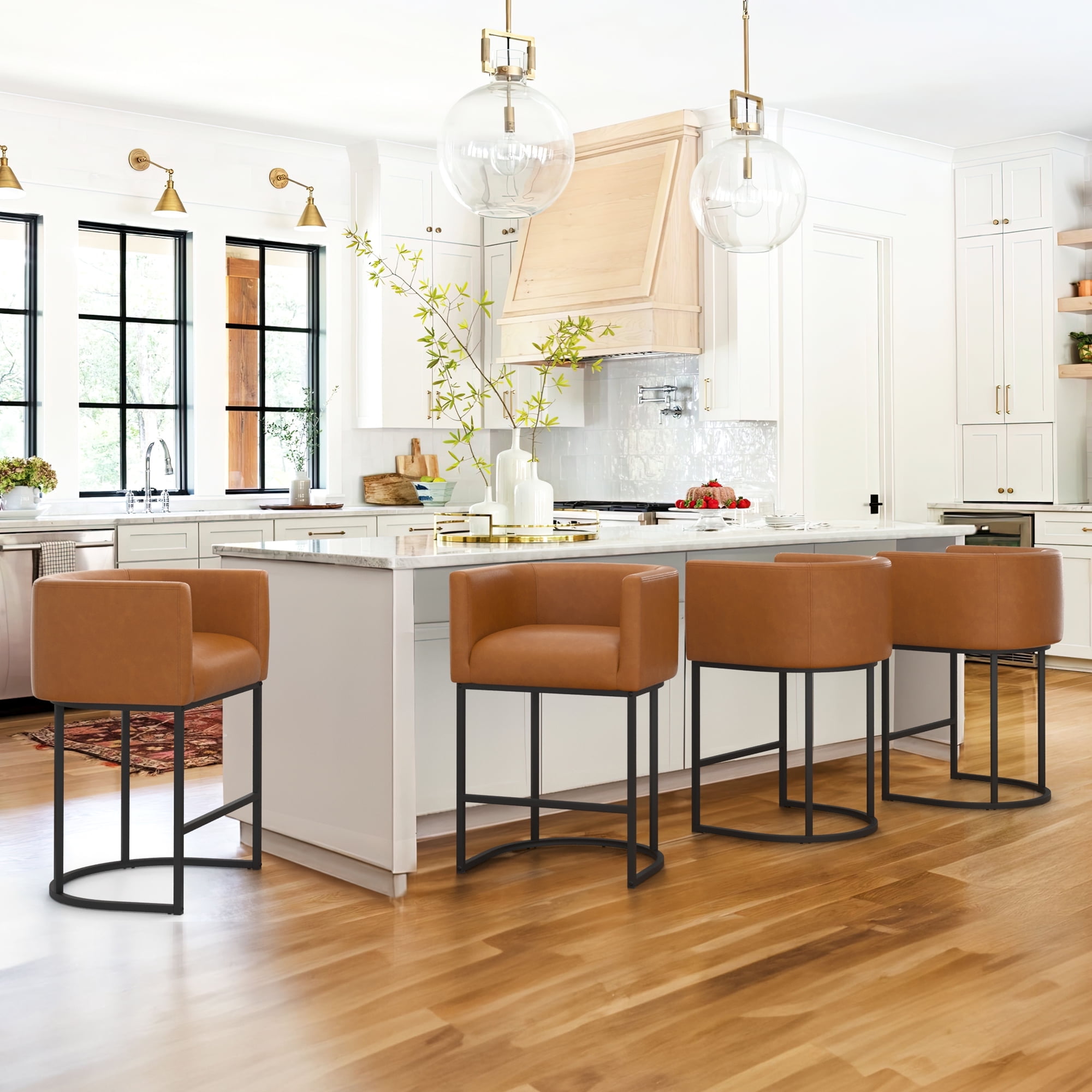 Dycanpo 27" H Modern Bar Stools Set of 4 with Back and Arms, for Home ...