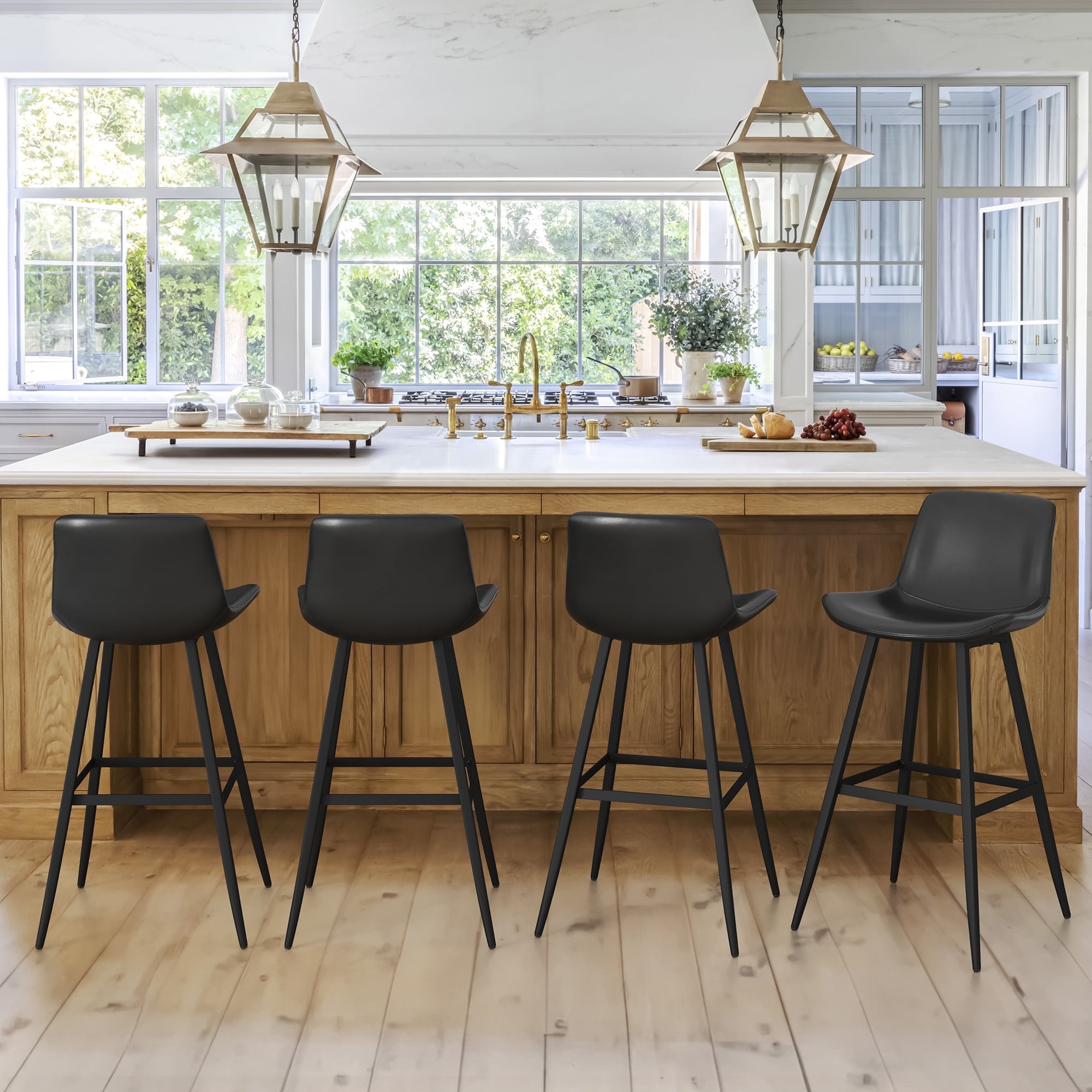 Dycanpo 30” Counter Height Bar Stools Set of 4, Modern Faux Leather ...