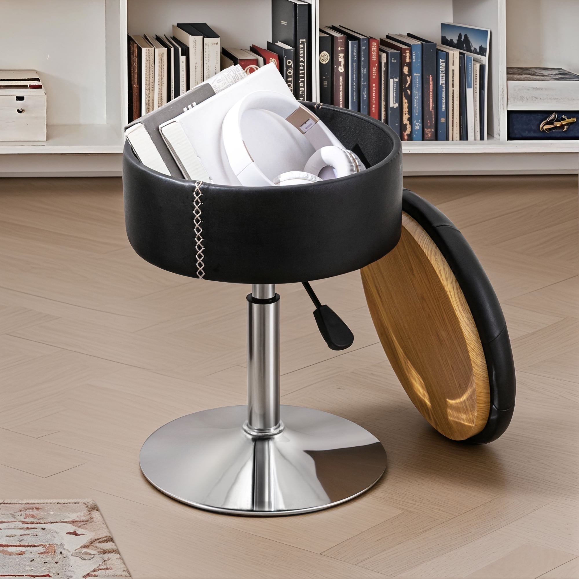 Dycanpo 360°Swivel Storage Vanity Stool Round Chair for Makeup Room ...