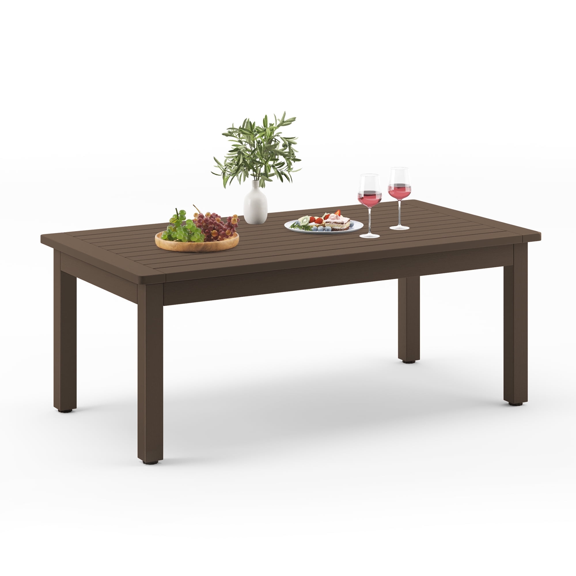 DYCANPO 42'' Outdoor Coffee Table, Rectangle Patio Table HDPS, Wood ...