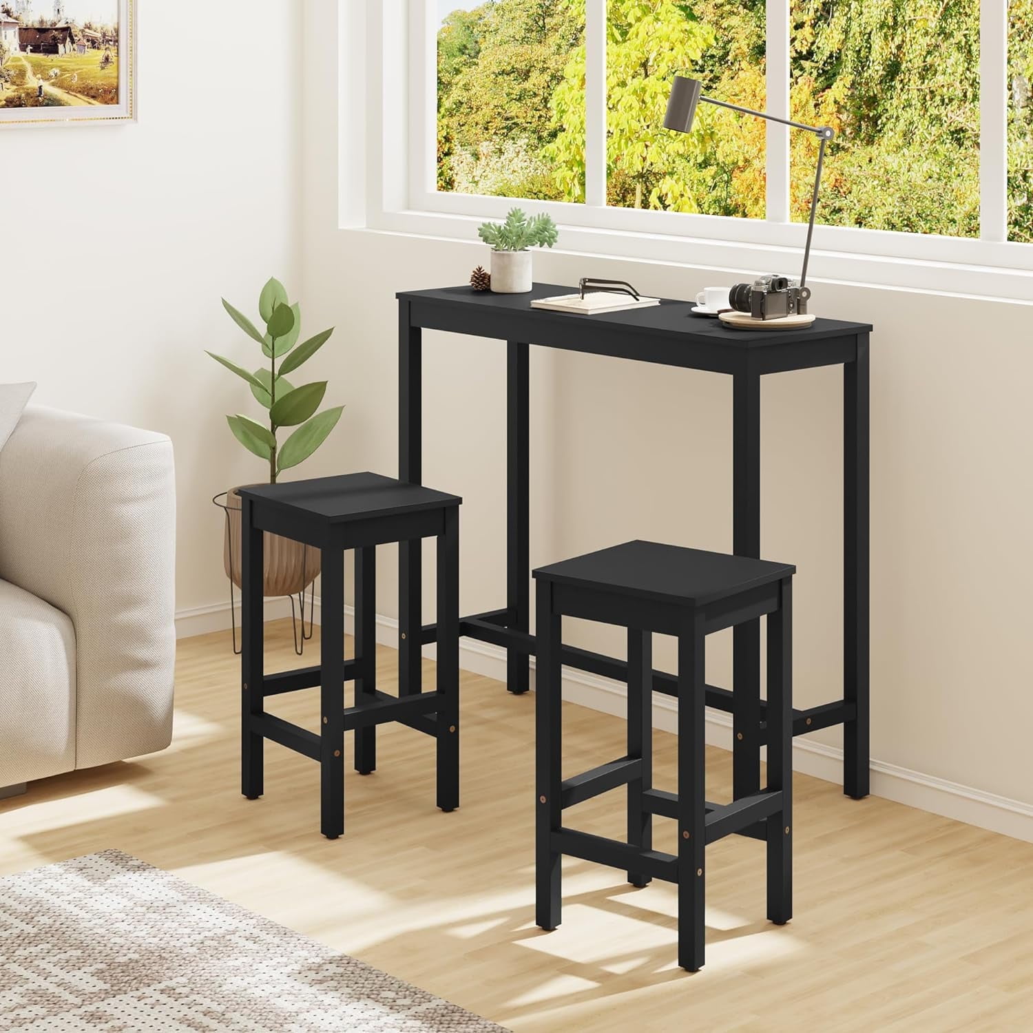 Dycanpo 45in Bar Table and Stools, Counter Height Bar Table with 2 ...