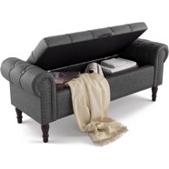 Constantine Bench in Synthetic Leather, Light Gold, Brown & Gold Finish - Walmart.com