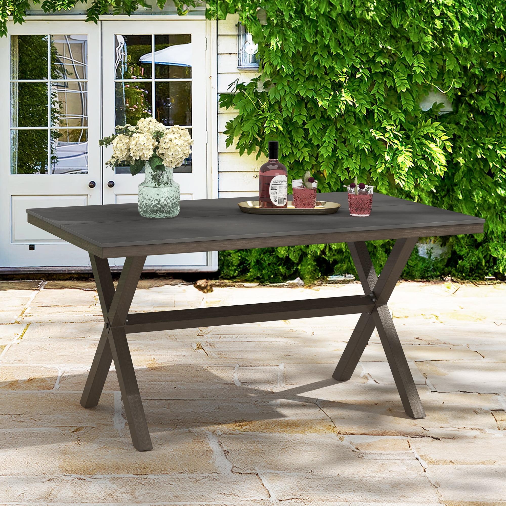 Dycanpo 59'' Rectangel Outdoor Dining Table,Patio Table for 6,HDPS and ...