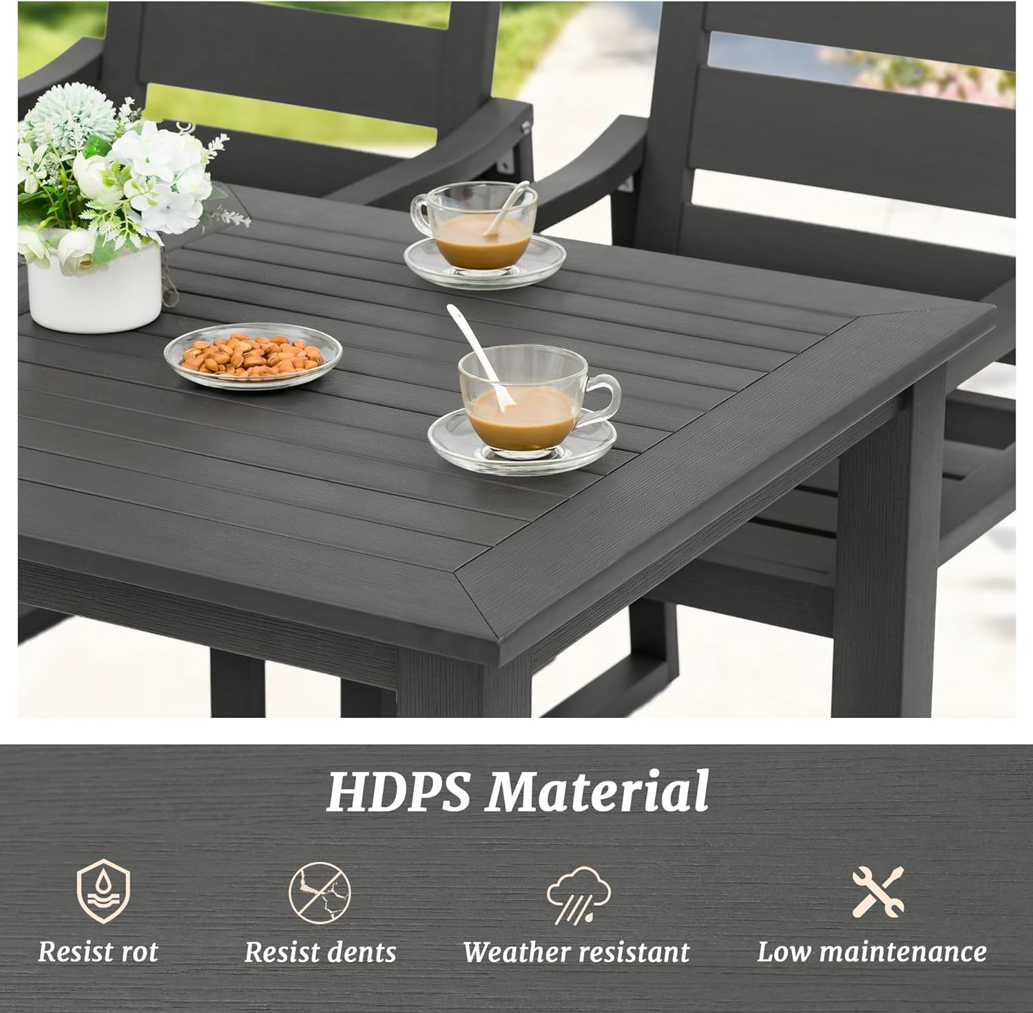 Dycanpo 6-Person Outdoor Dining Table, Weather-Resistant Rectangle ...