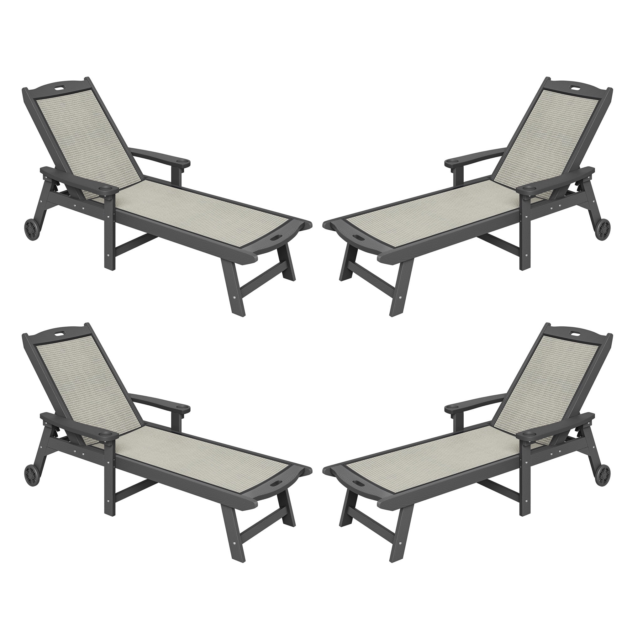 Dycanpo Chaise Lounge Chair Outdoor Set of 4 with Adjustable Backrest ...